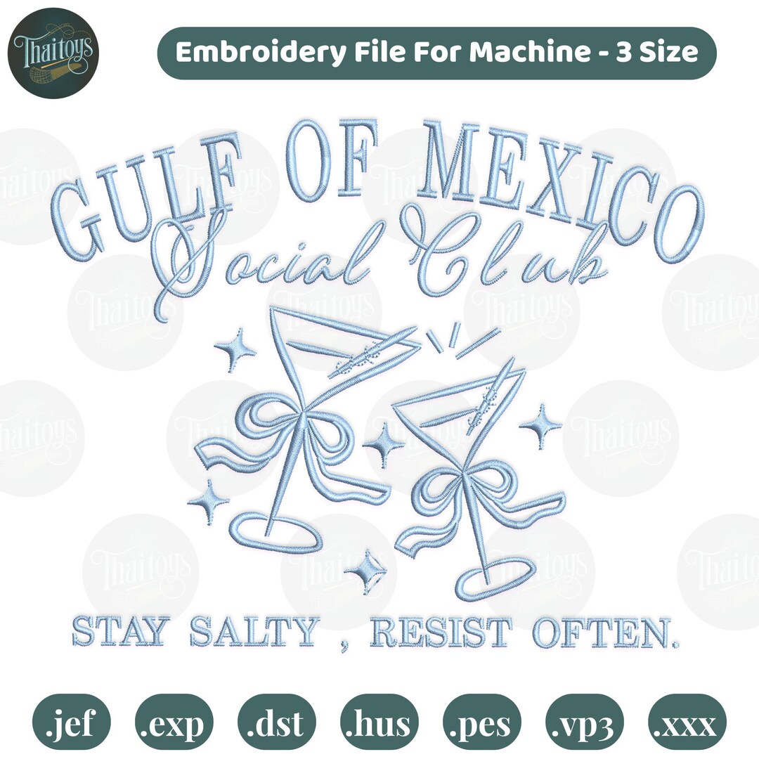 Gulf of Mexico Embroidery Design, Gulf Coast Embroidery, Texas Alabama ...