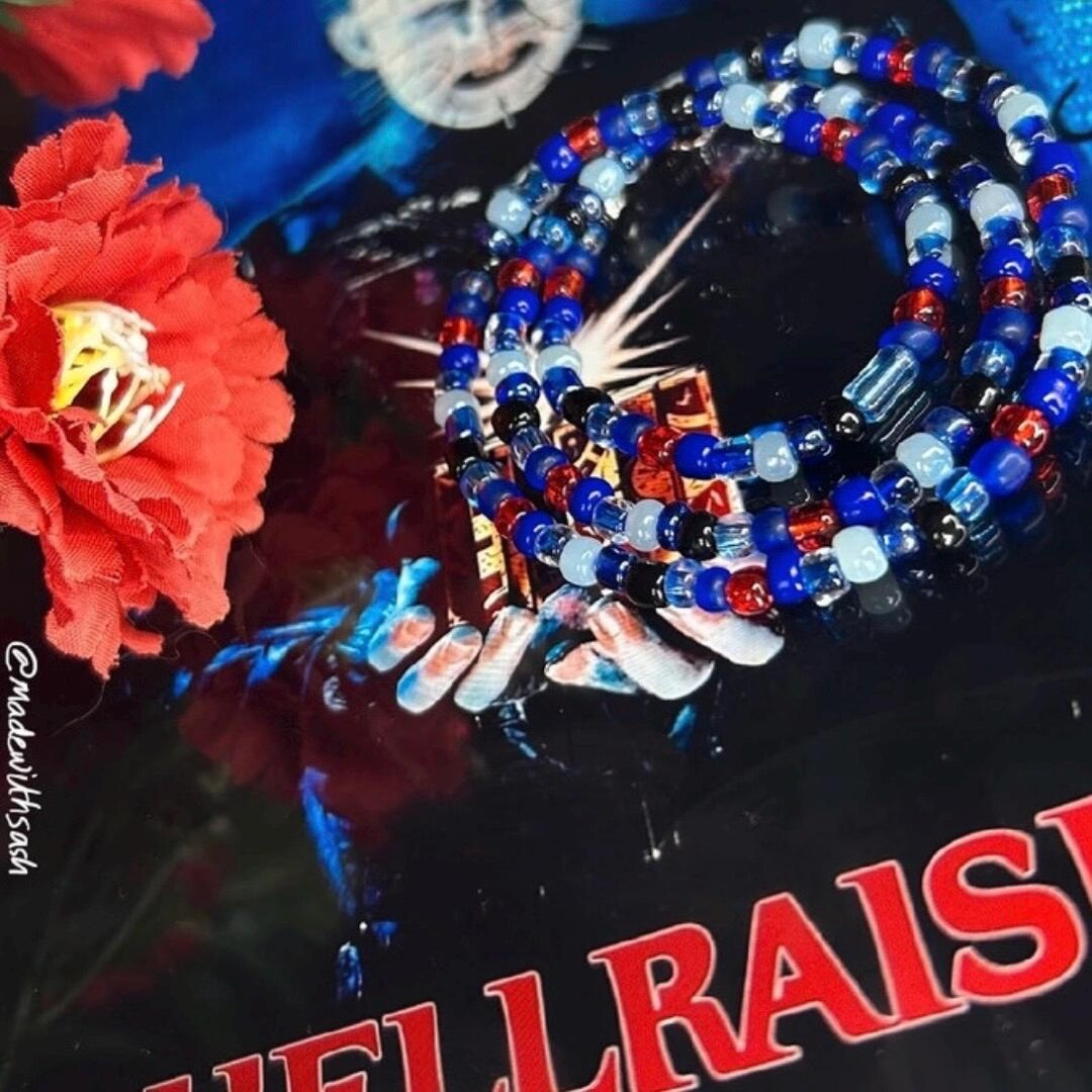 Hellraiser Pinhead Horror Comedy Film Inspired Beaded Necklace Elastic ...