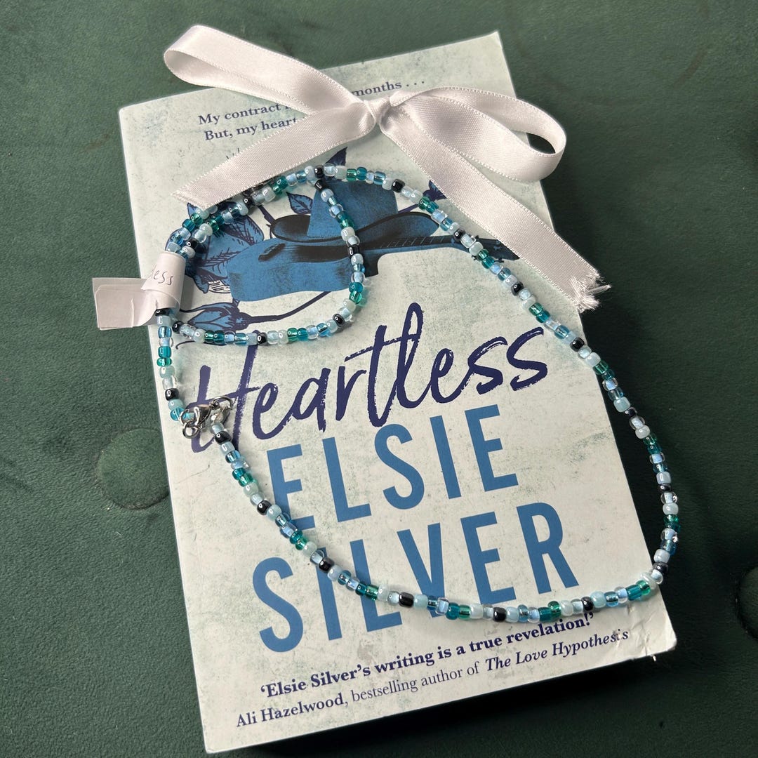 Handmade Heartless by Elsie Silver Book Glass Bead Fan Art Elastic ...