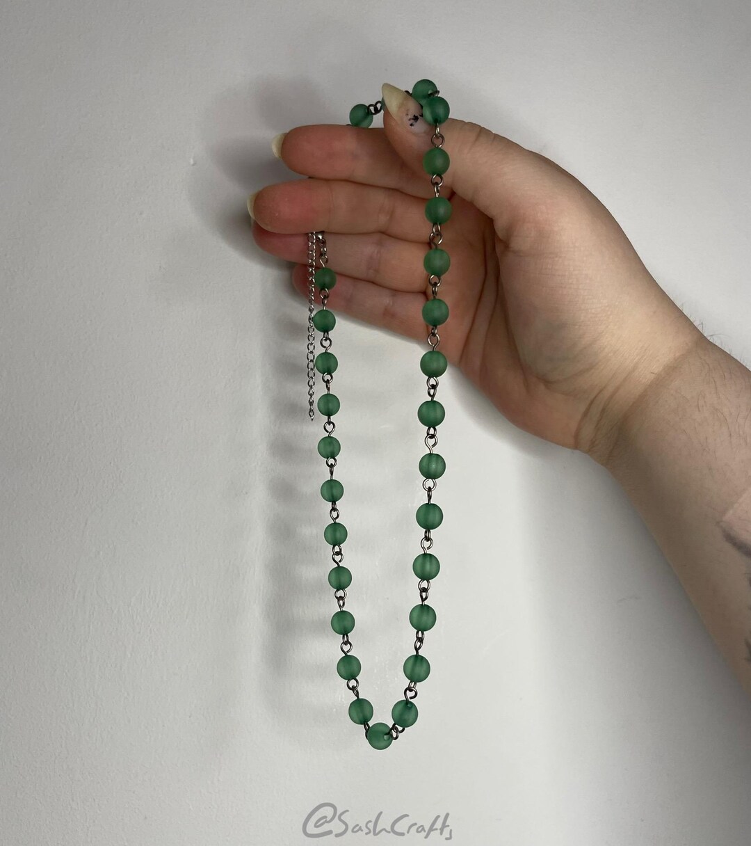 Handmade Forest Green Chain Necklace, Choker, Adjustable Hypoallergenic ...