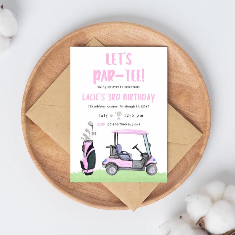 Lets Partee Birthday Party Invitation Girls Golf Sports Theme Any Age ...