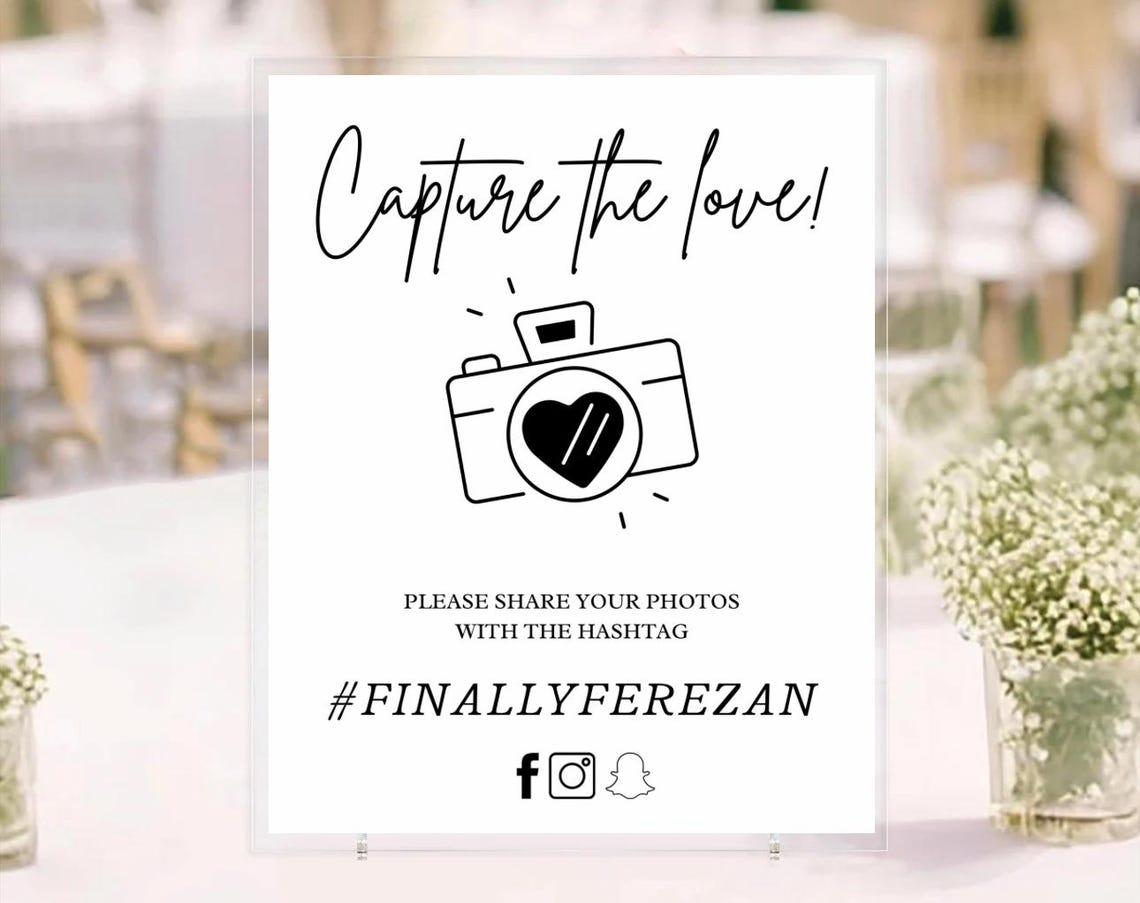 Personalized Capture the Love Photos Hashtag Wedding Sign Decor Print ...