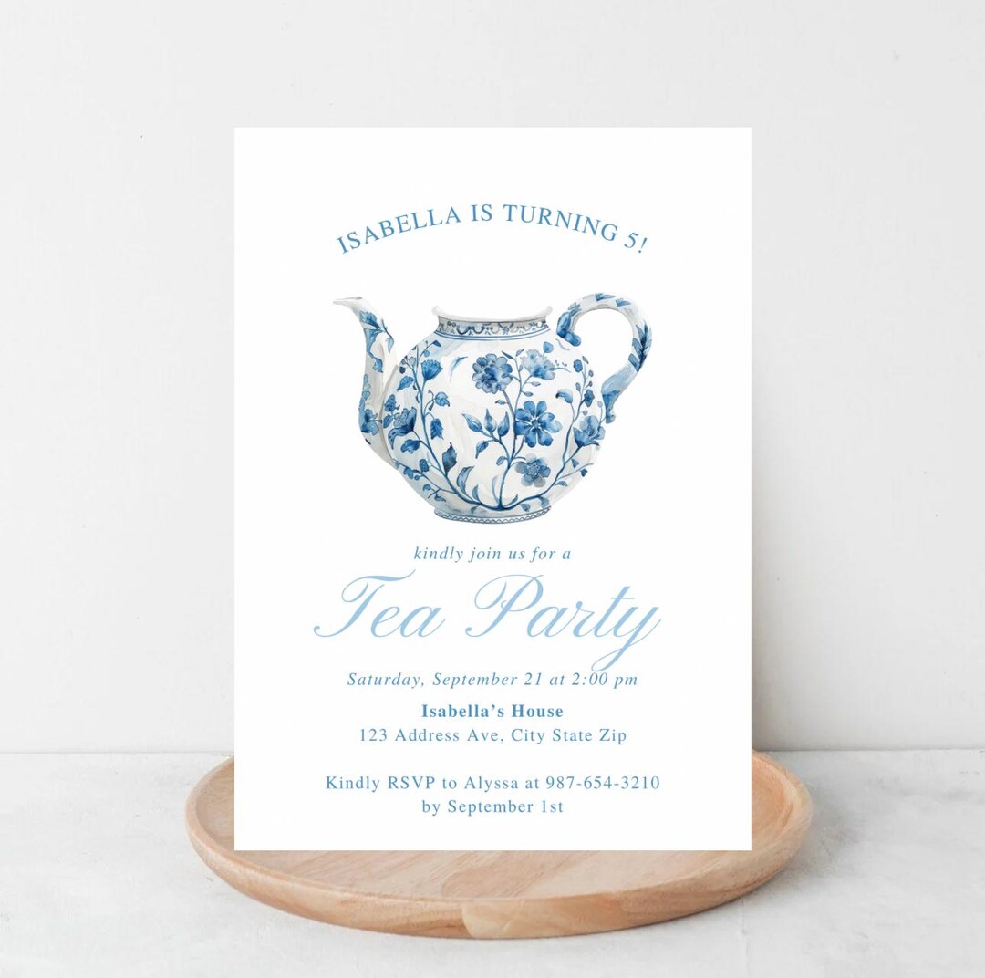 Tea Party Kids Birthday Party Invitation Editable Invite Instant ...