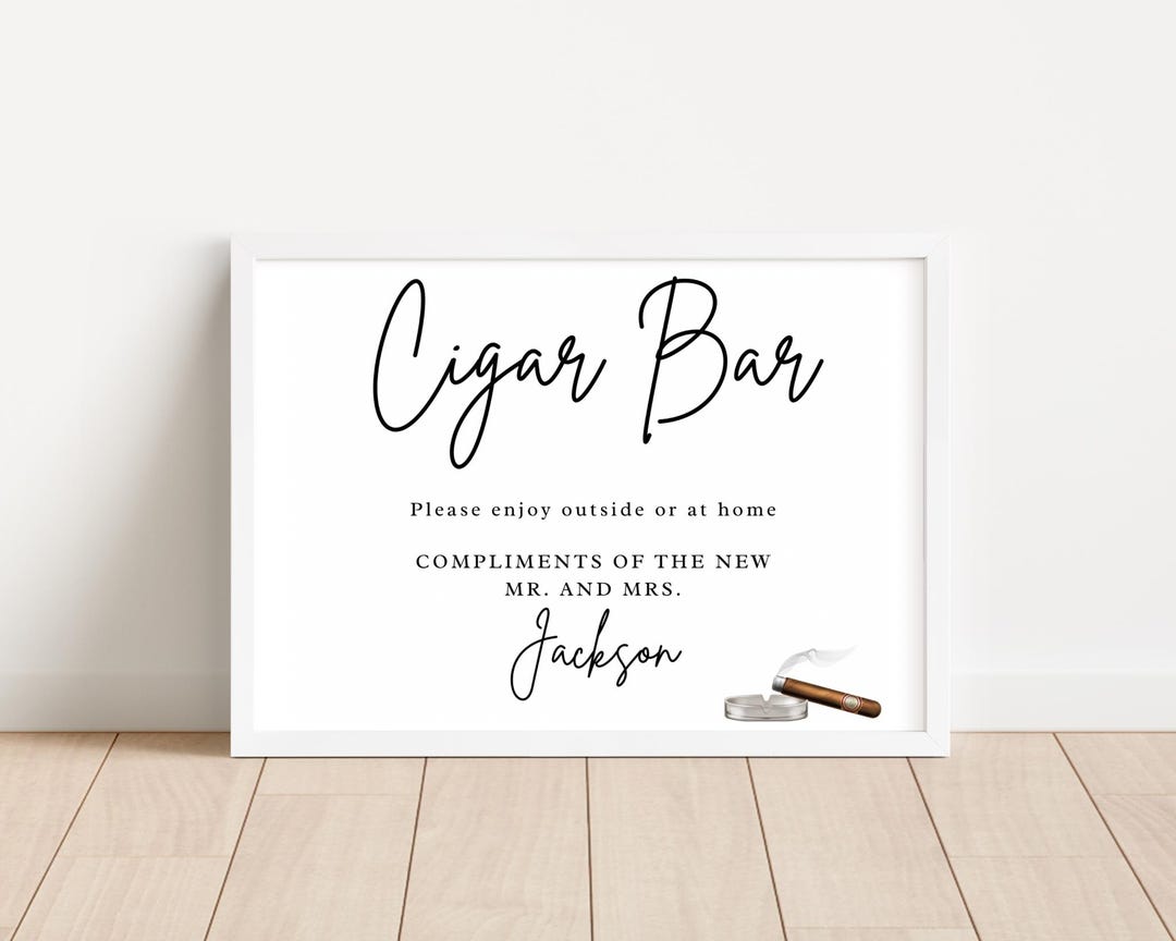 Personalized Cigar Bar Wedding Sign Decor Print Reception Area ...