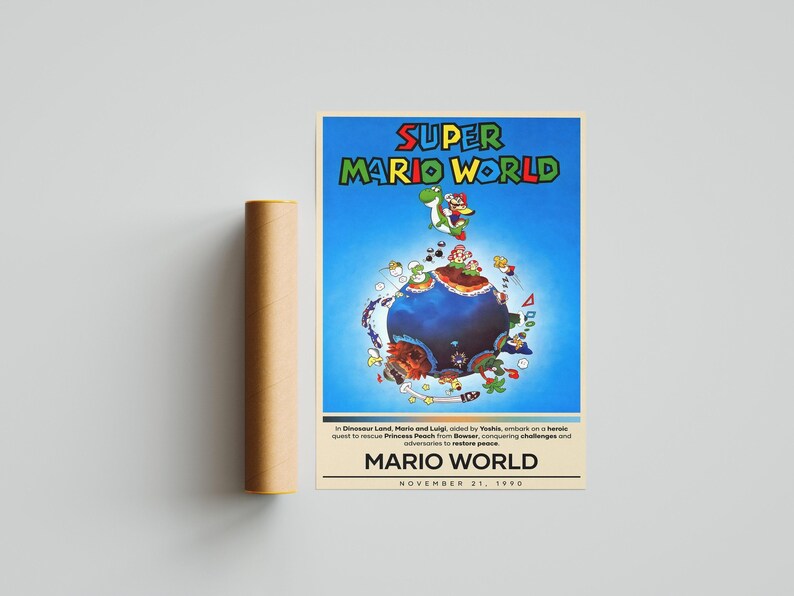 Super Mario World Poster Super Mario Prints Gaming Posters 4 Colors ...