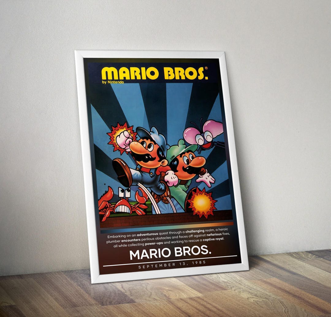 Mario Bros. Poster Super Mario Prints Gaming Poster 4 Colors Video Game ...