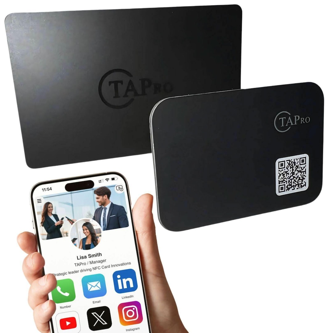 NFC Business Cards 2-pack | Full Size + Mini Valet Card | 3M Adhesive ...