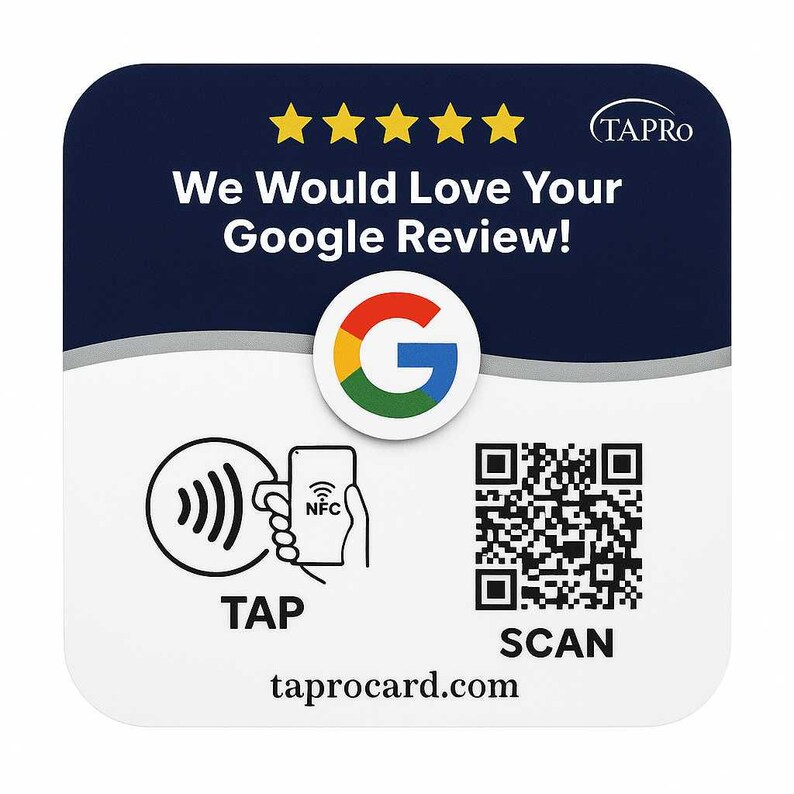 Google Review NFC Sign 4x4 | Tap to Leave Google Reviews | NFC Review ...