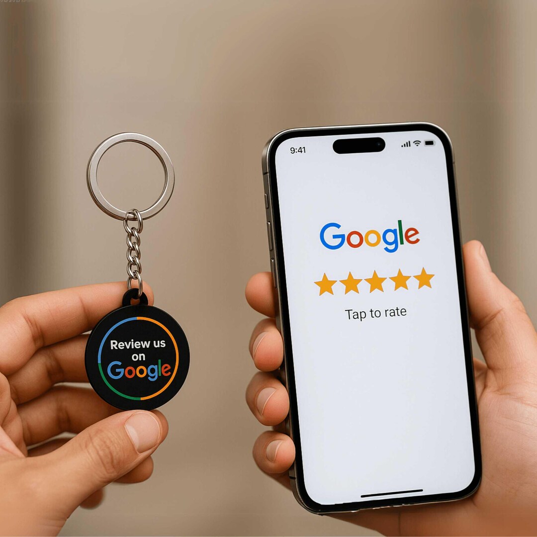 NFC Google Review Keychain | Tap to Leave Google Reviews | Contactless ...