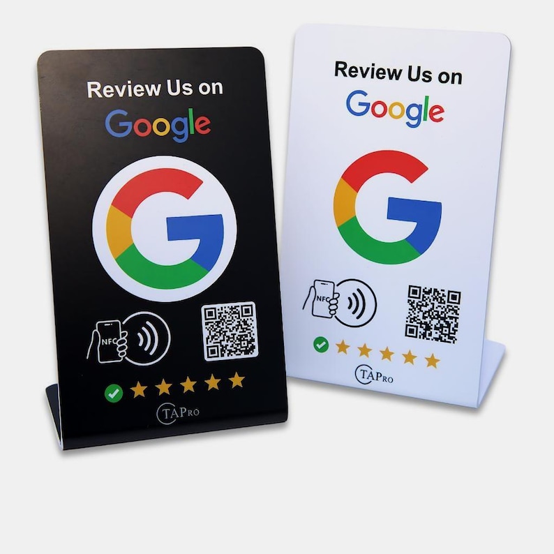 2 NFC Tap Google Review Stands Tap for Instant Reviews (black/white ...