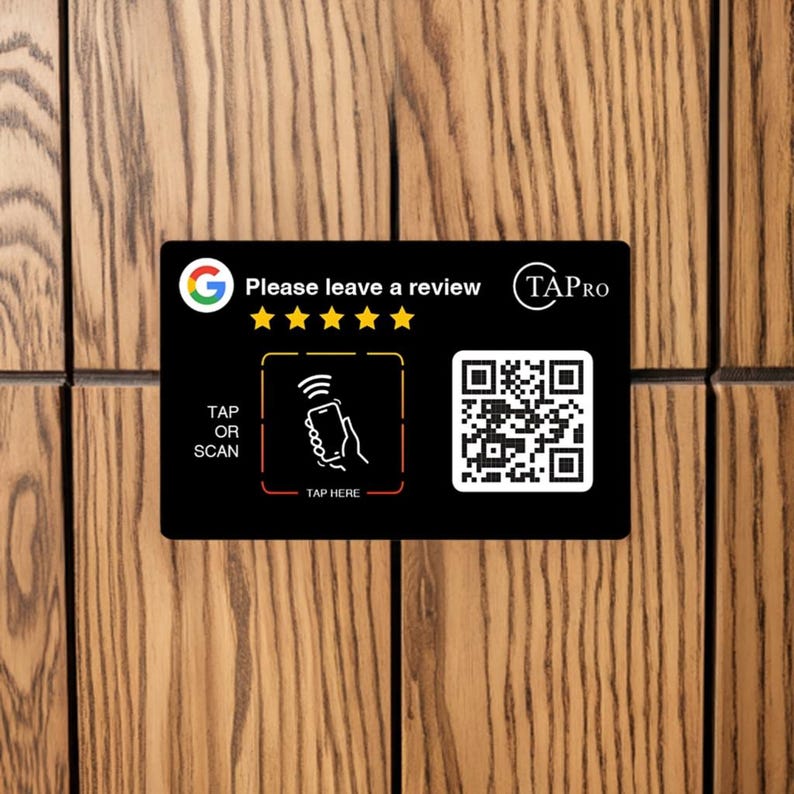 Google Review Sign NFC Tap to Review Plaque | QR Code Review Plate for ...