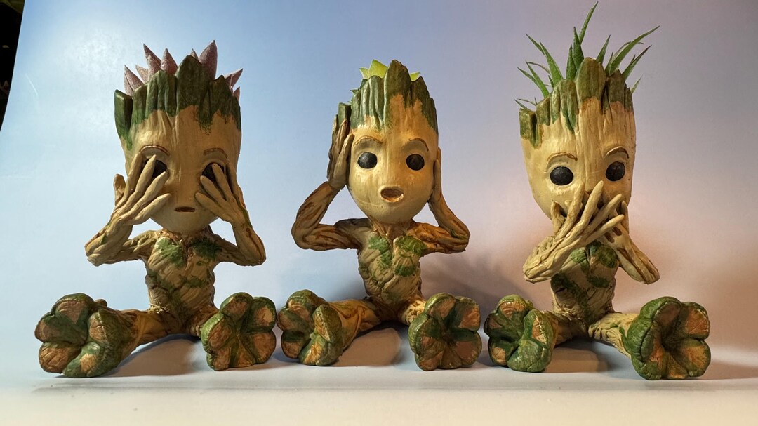 Groot "hear No Evil, See No Evil, Speak No Evil" Planter Set - Etsy