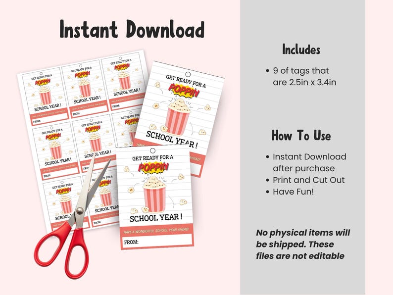 Get Ready for A Poppin School Year Printable Gift Tag, Welcome Back to ...