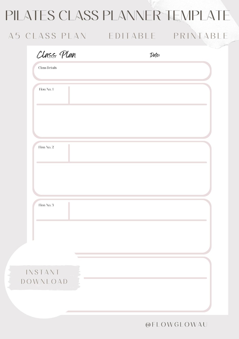 Simple Pilates Class Planner Template | Pilates Instructor | Reformer ...