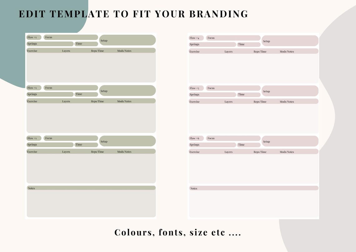 Pilates Class Planner Template | Pilates Instructor | Reformer Pilates ...