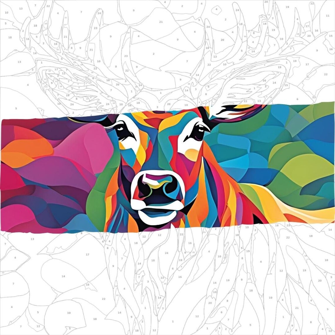 Color-by-number Buck Digital Download Relaxing DIY Art Activity Mindful ...