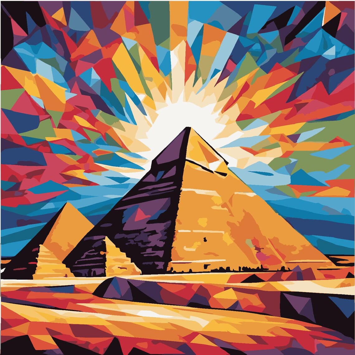 Color-by-number Pyramid Digital Download | Relaxing DIY Art Activity ...