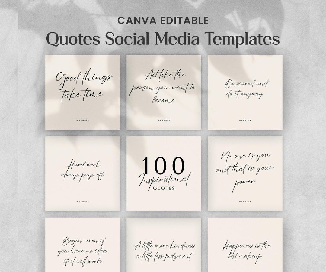 Canva Editable 100 Inspirational Quotes Social Media Post Templates ...