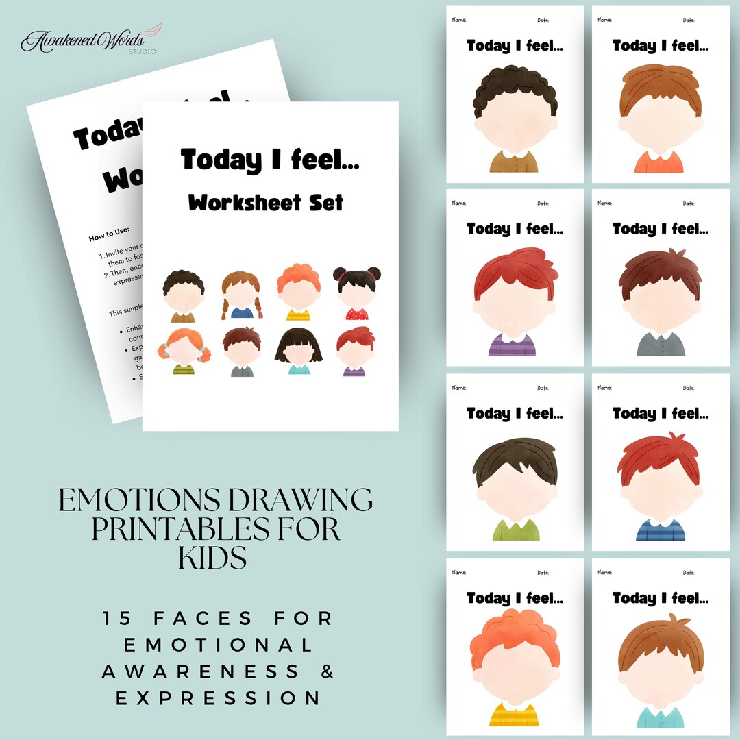 Emotions Drawing Printables for Kids 15 Faces for Emotional Awareness ...