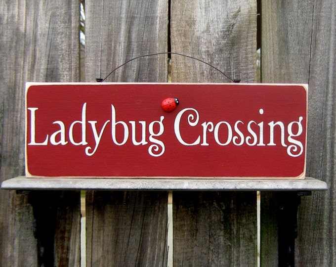 Ladybug Crossing Sign, Ladybug, Spring, Garden, Red, Ivory Lettering - Etsy