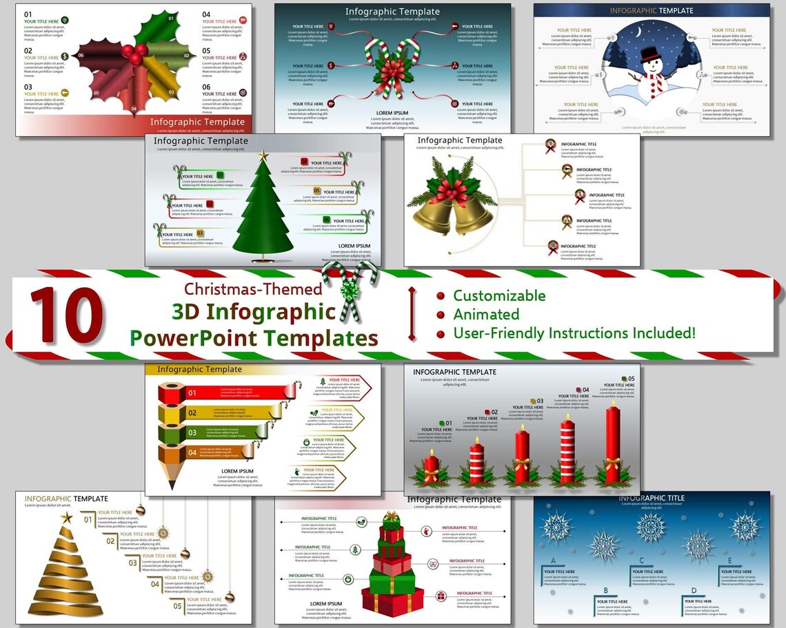 Christmas-themed Animated 3D Infographic Powerpoint Templates - Festive ...