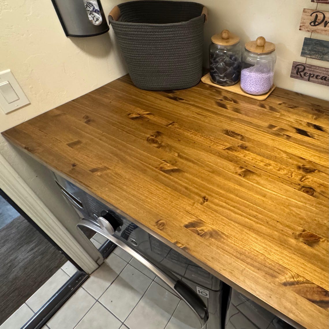 Wooden Washer and Dryer Top, Laundry Organization, Laundry Room ...