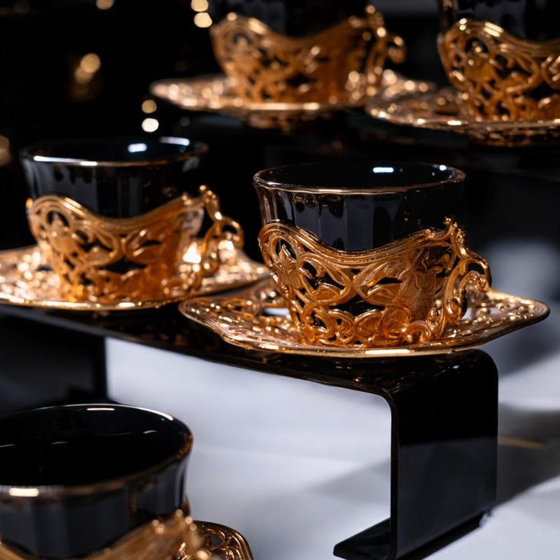 Black and Gold Tea Set - Etsy