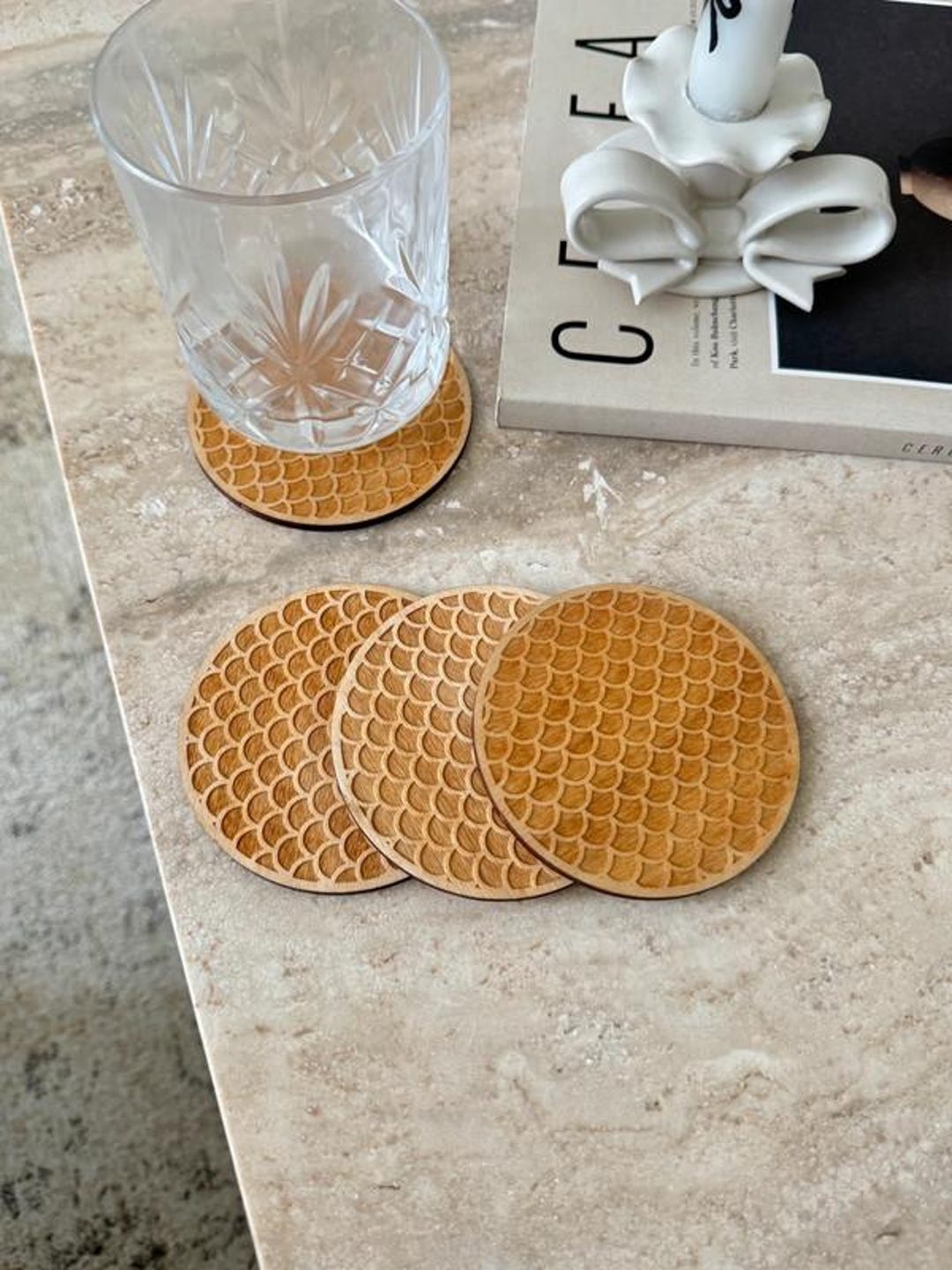 Handmade Wooden Coasters Interior Deco Handcrafted Home Eco Boho ...