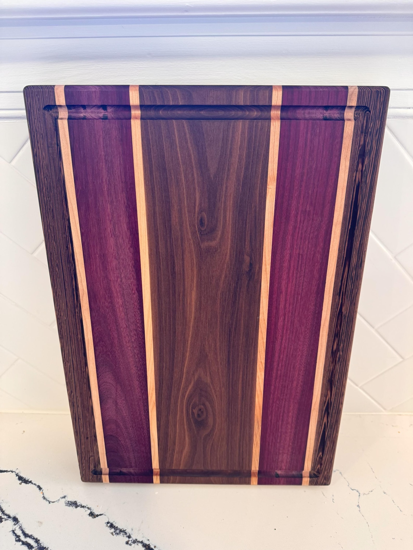 Walnut, Maple and Purpleheart Edge Grain Cutting Board - Etsy