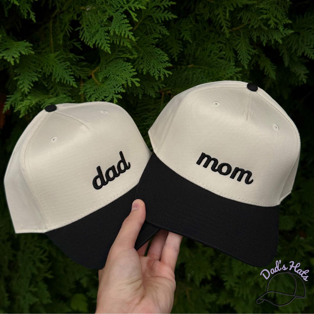 Mom and Dad Snapback Set | Two Tone Embroidered Minimalist Baseball ...