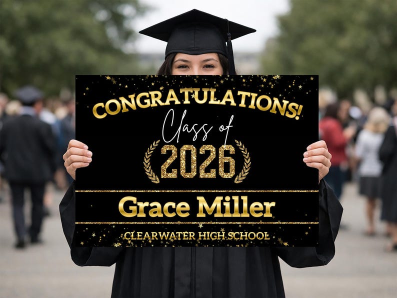 Congratulations Class of 2026 Yard Sign, Custom Name and School ...