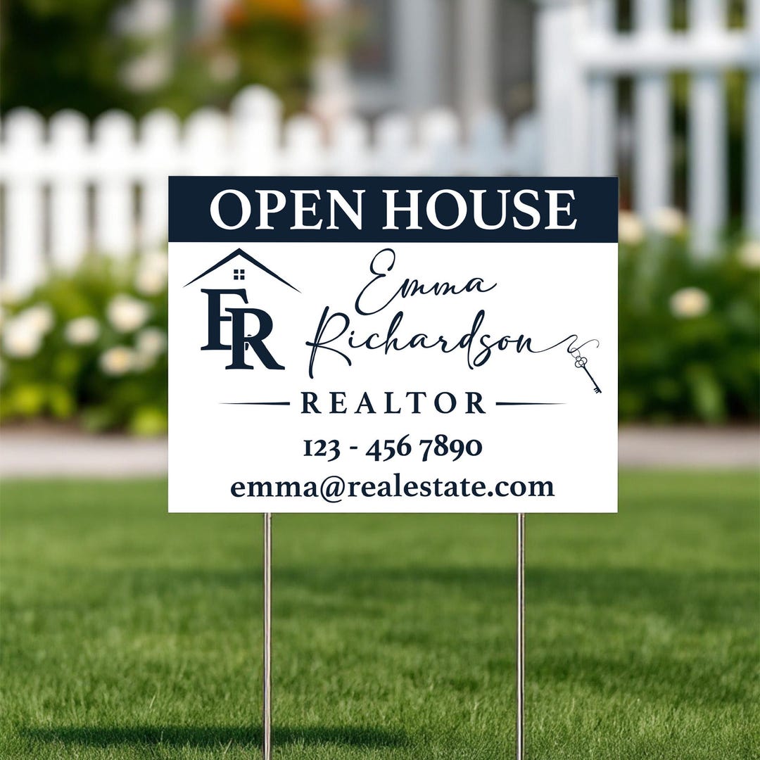 Custom Open House Sign, Personalized Realtor Name Sign, Professional ...