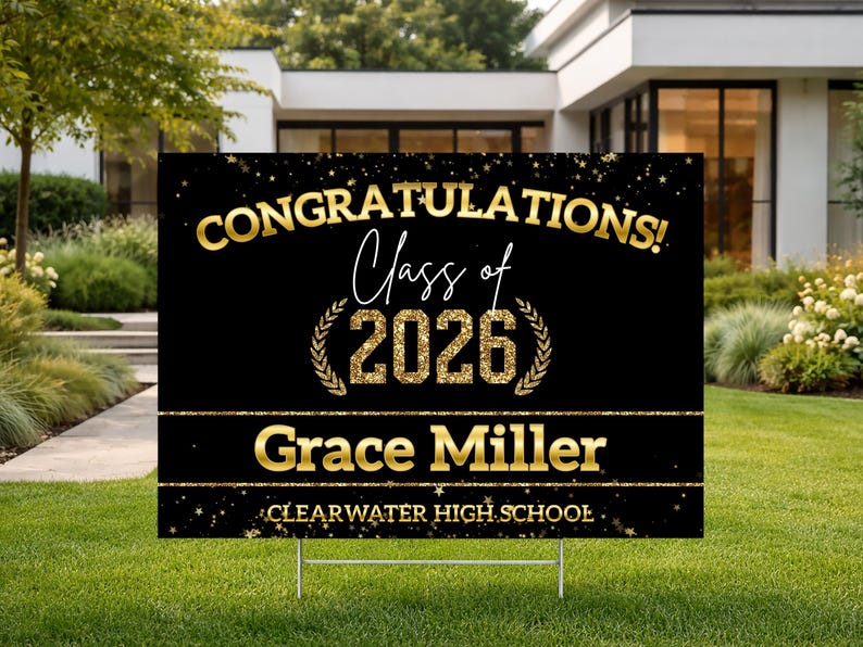 Congratulations Class of 2026 Yard Sign, Custom Name and School ...