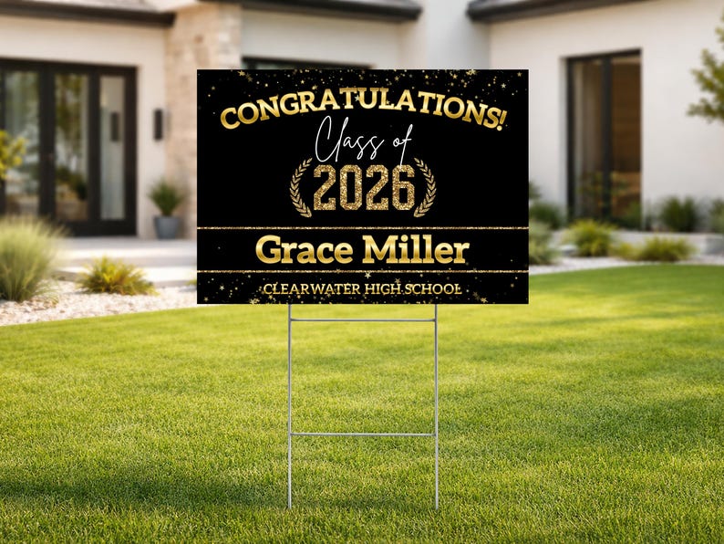 Congratulations Class of 2026 Yard Sign, Custom Name and School ...