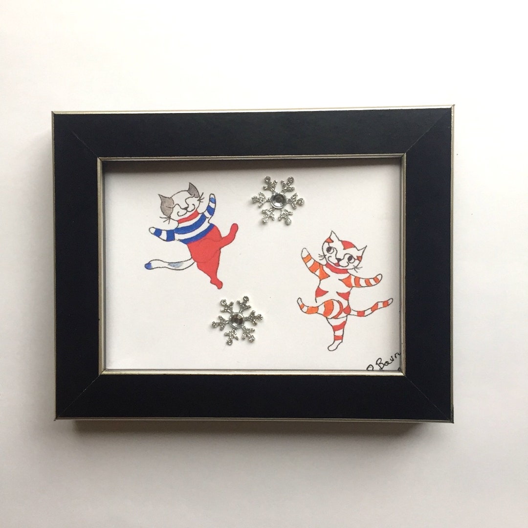 Dancing Cat Original Print Small Framed Print Cat Lovers Gift - Etsy
