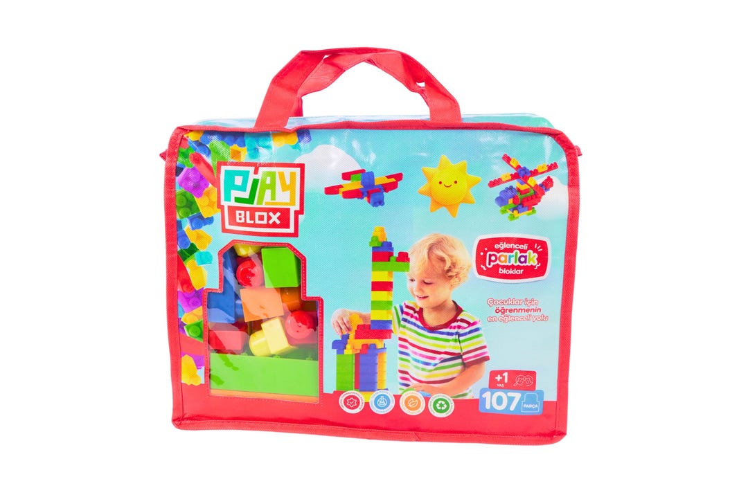 Play Blox Shiny Building Blocks for Kids 107 PCS Bag of Play Blocks ...