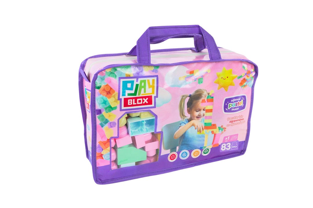 Play Blox Pastel Building Blocks for Kids 83 PCS Bag of Gentle Play ...
