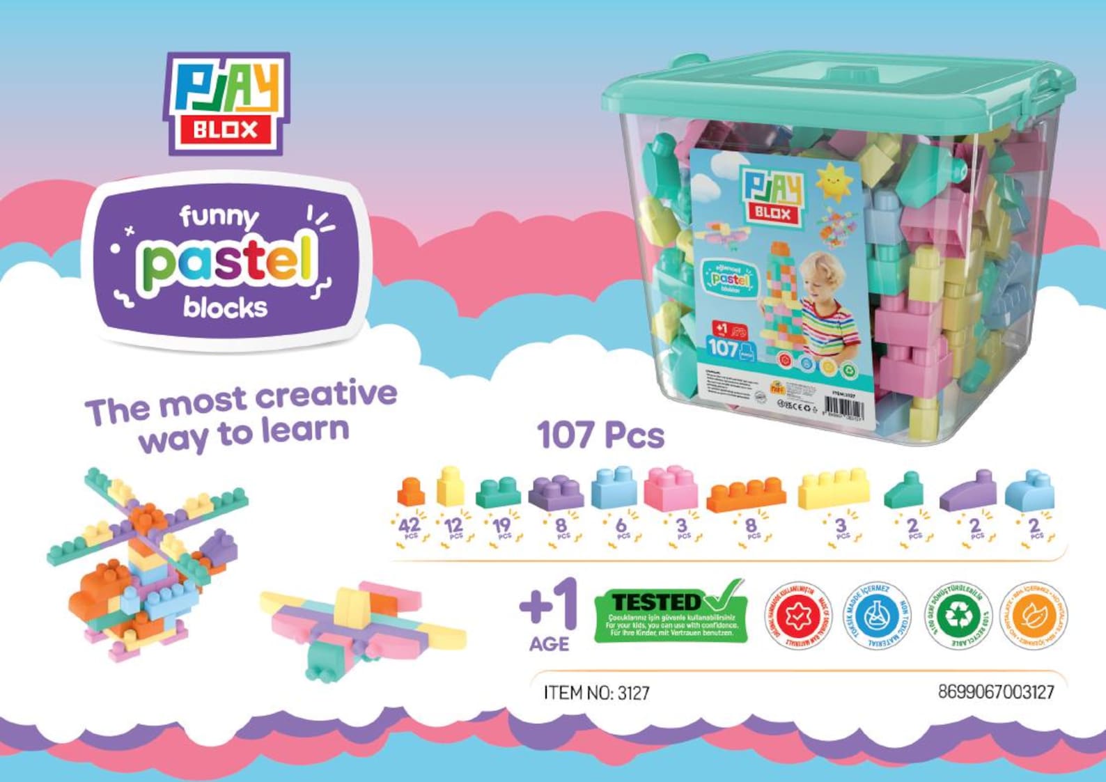Pastel Building Blocks for Kids: 107-piece Play Set - Etsy