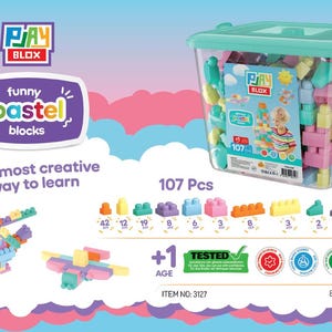 Pastel Building Blocks for Kids: 107-piece Play Set - Etsy