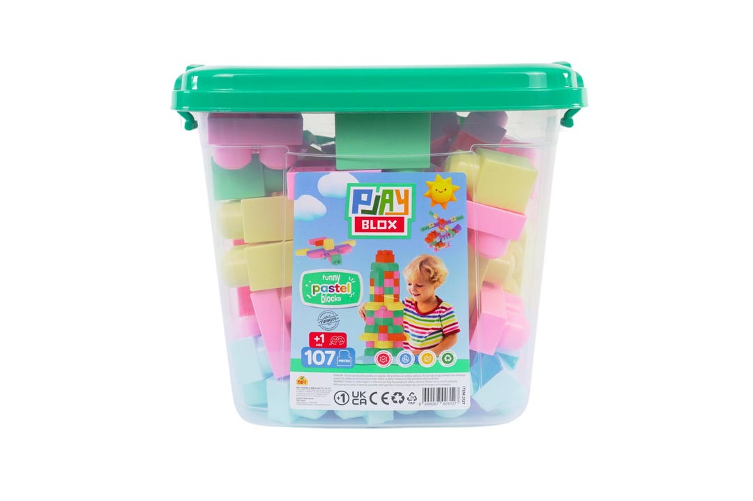 Pastel Building Blocks for Kids - 107 PCS Bucket of Play Blocks | Play ...