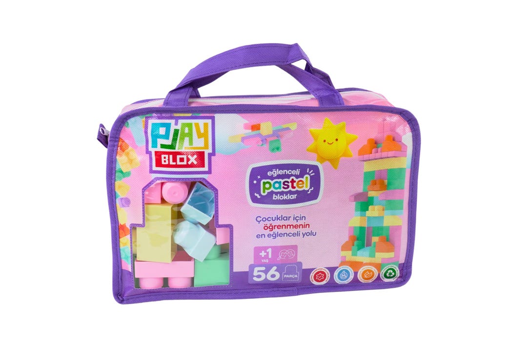 Play Blox Pastel Building Blocks for Kids 56 PCS Bag of Soft Play ...