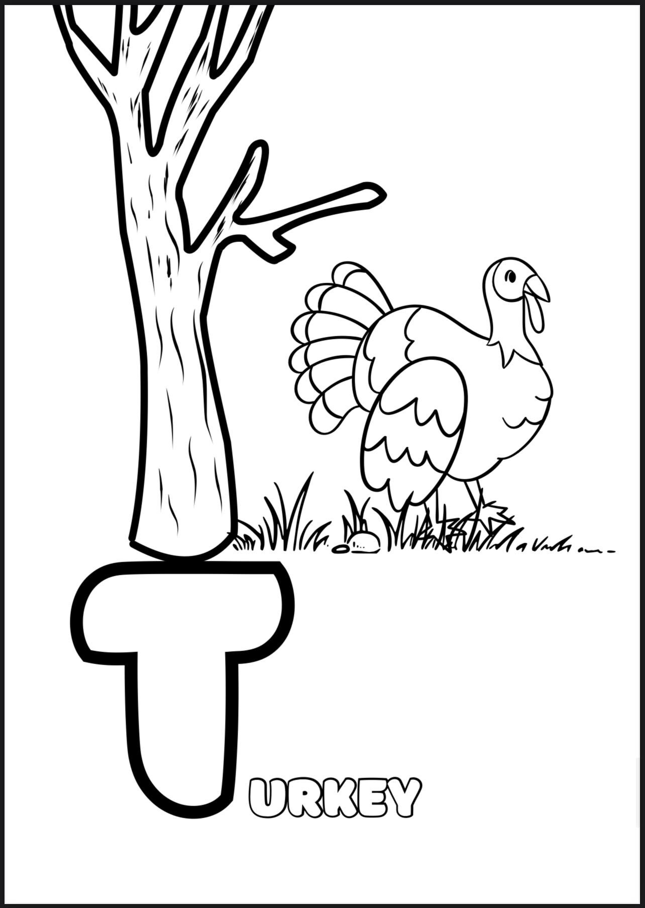 Fall and Thanksgiving Themed Coloring Pages Featuring Every Letter of ...