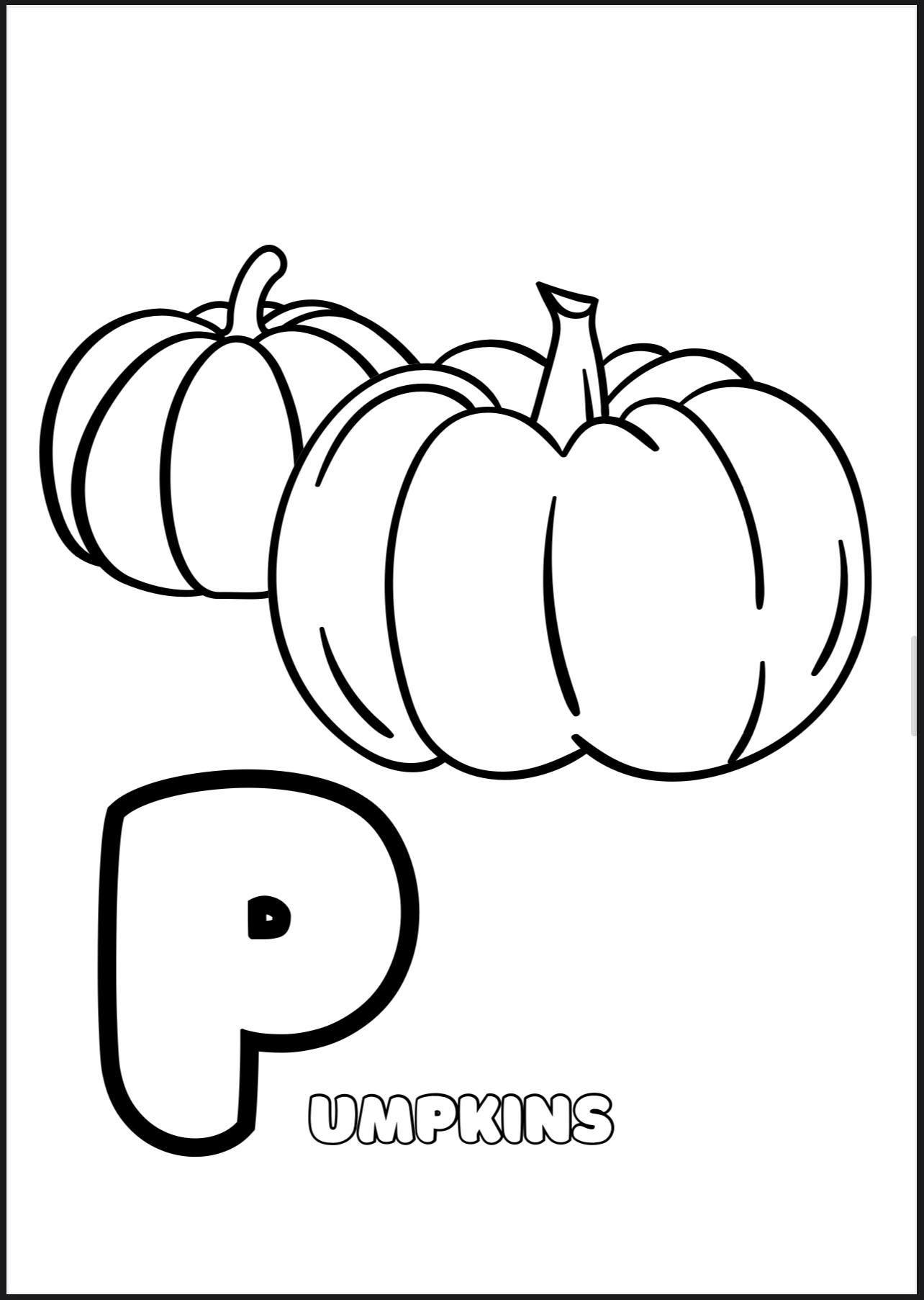 Fall and Thanksgiving Themed Coloring Pages Featuring Every Letter of ...