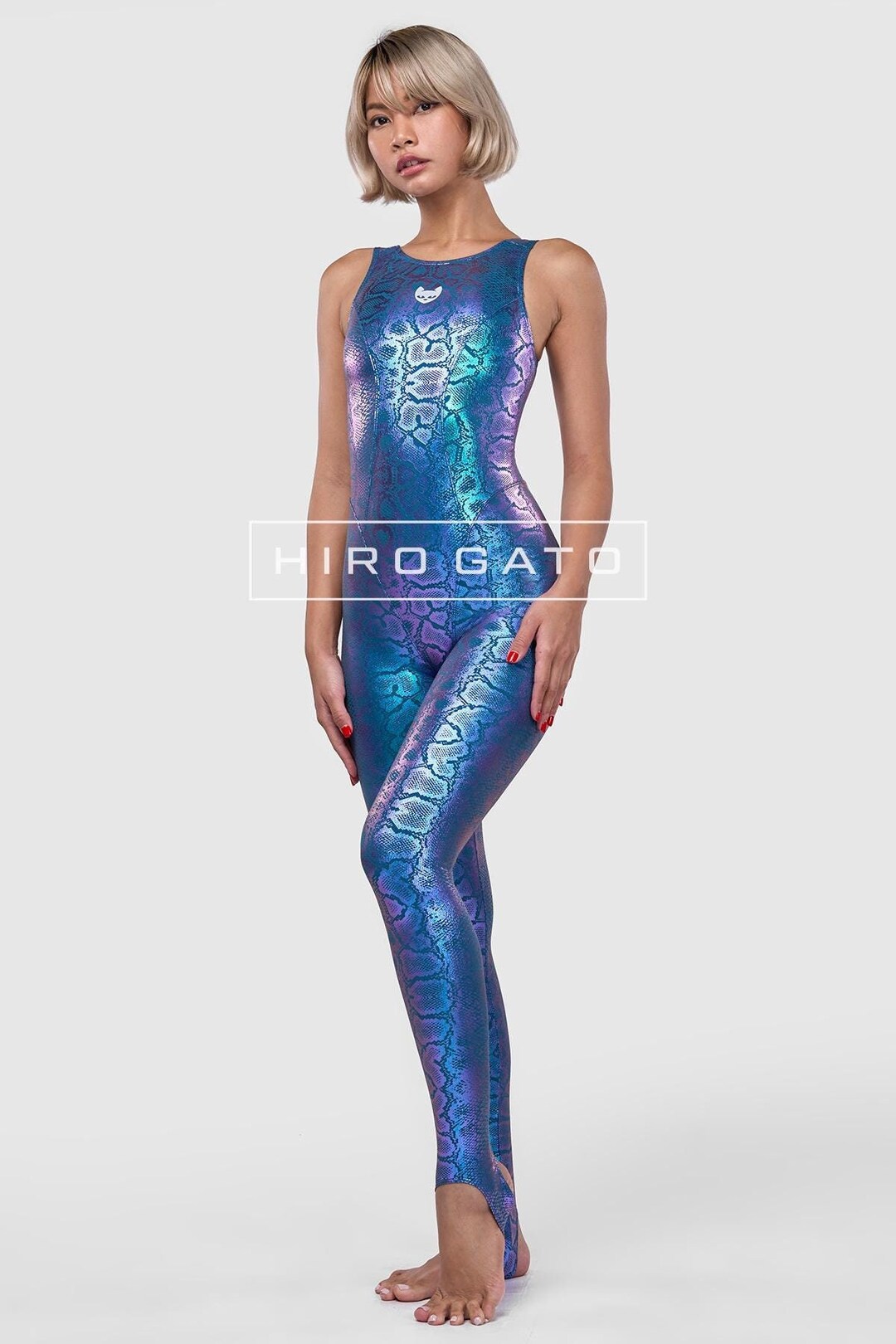 HIRO GATO Snakeskin Spandex Unitard Onesie Jumpsuit Bodystocking ...