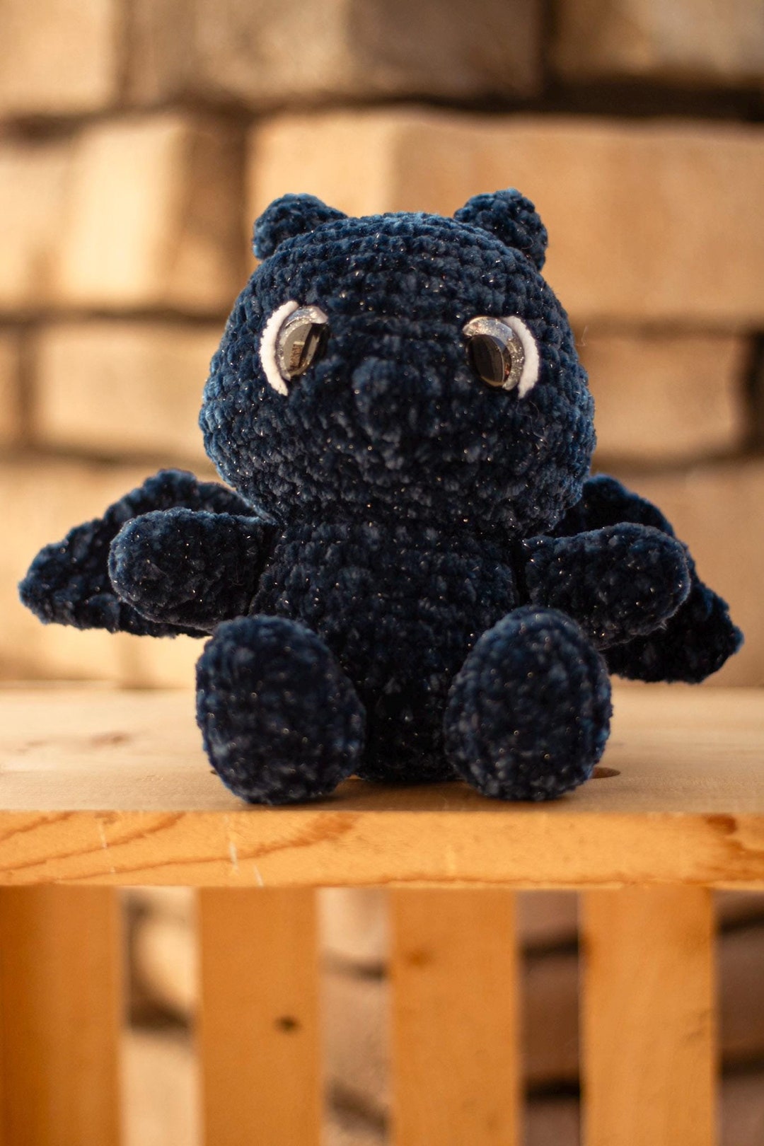 Midnight Blue Dragon Stuffed Animal Plushie/amigurumi/crocheted Dragon ...