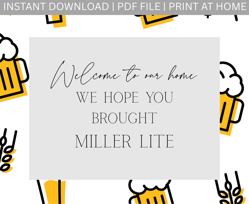 Printable Miller Lite Decor, Miller Lite, Miller Lite Sign, Miller Lite ...