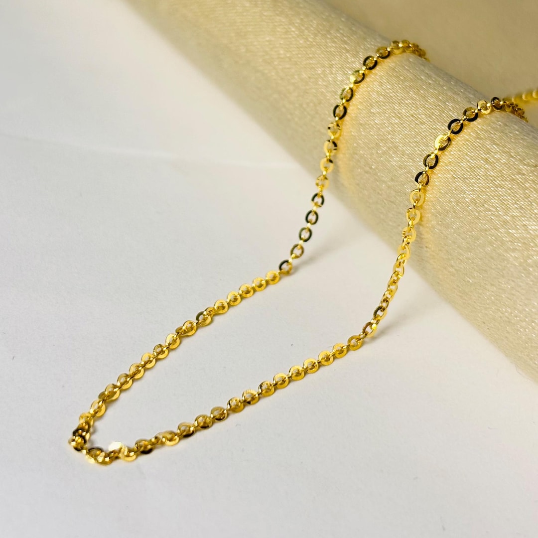 Genuine Pure Gold 24K Chain Necklace: Woman Men's Jewelry, 1.5mm Width ...