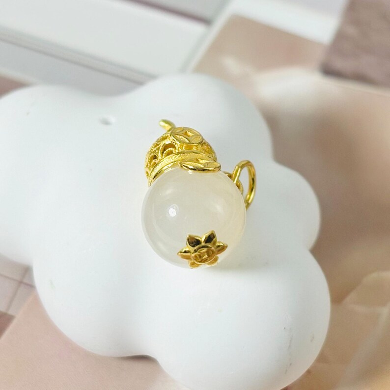 24k Pure Gold Gourd Necklace: Vintage White Jade Pendant - Etsy
