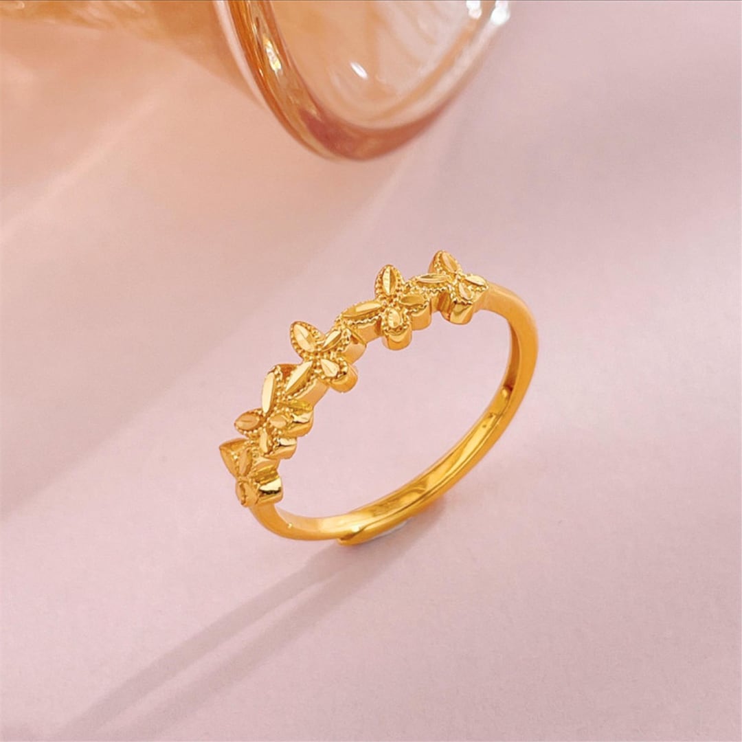 Handmade 24K Pure Gold Rings: Flower Design, Adjutable Size, Women ...