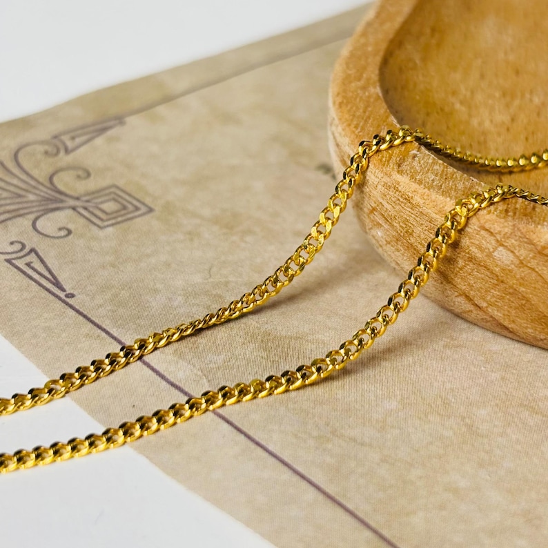24K Real Gold Necklace: Wealth Chain Jewelry, 1.7mm Width, 6.5-7.6g. - Etsy